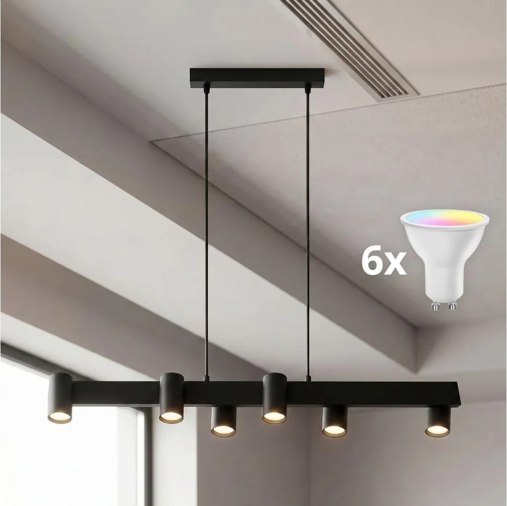 BRILAGI - LED RGBW Stmívatelný lustr na lanku SELE 6xGU10/6,5W/230V černá