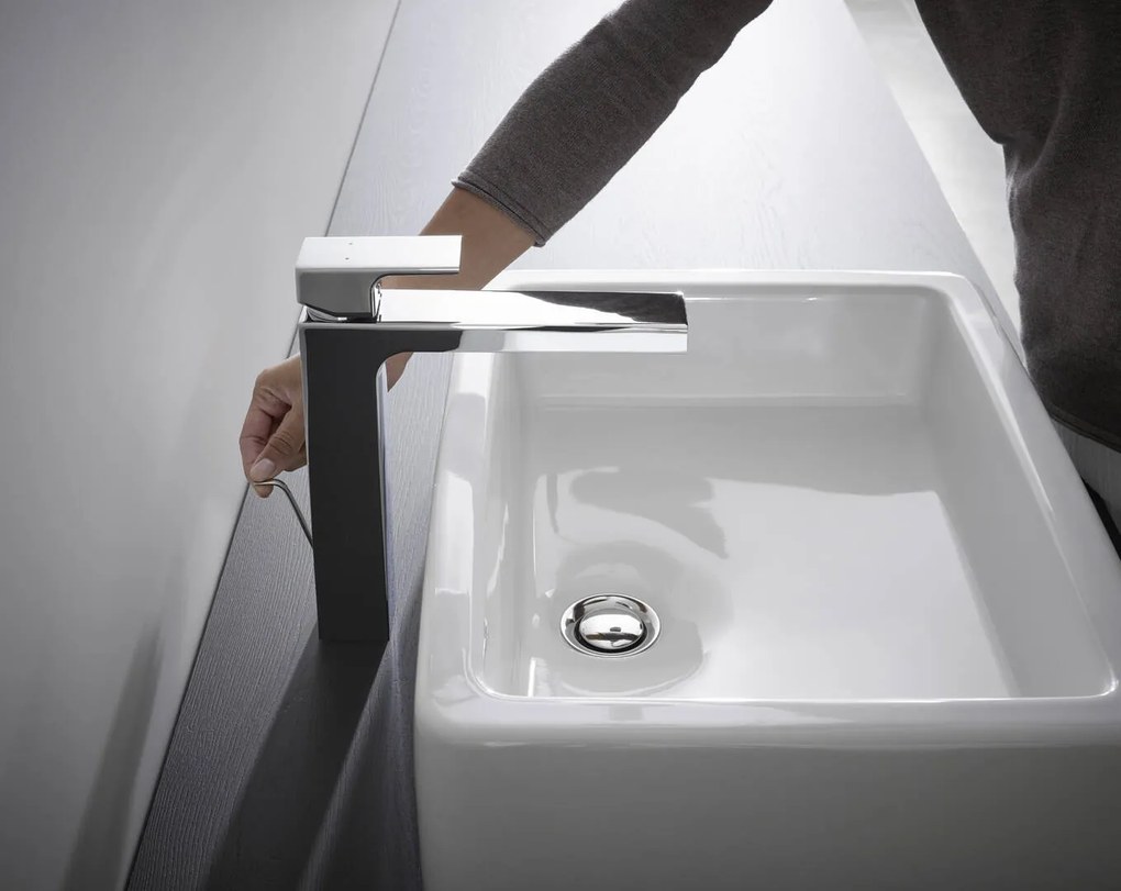 Hansgrohe Vernis Shape, vysoká umyvadlová baterie s výpustí, EcoSmart, chromová, 71562000