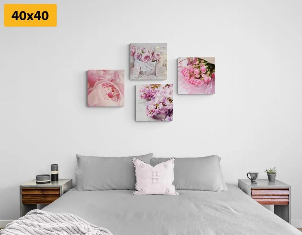 Set obrazů jemné zátiší květin Varianta: 4x 40x40