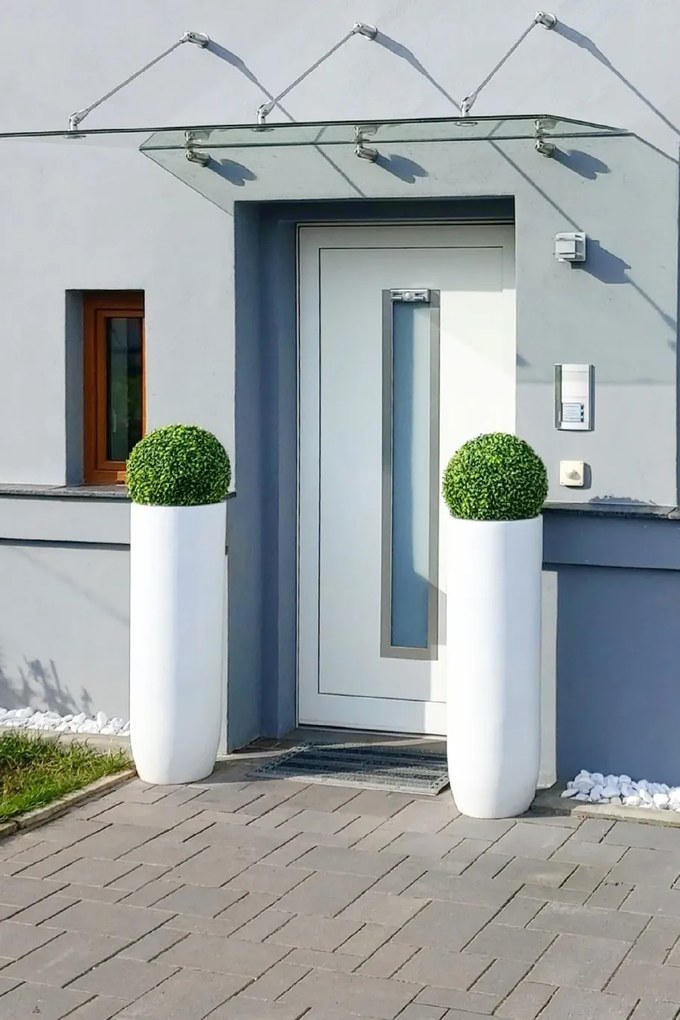 Květináč SOLERIO, sklolaminát, výška 100 cm, bílý mat, outlet