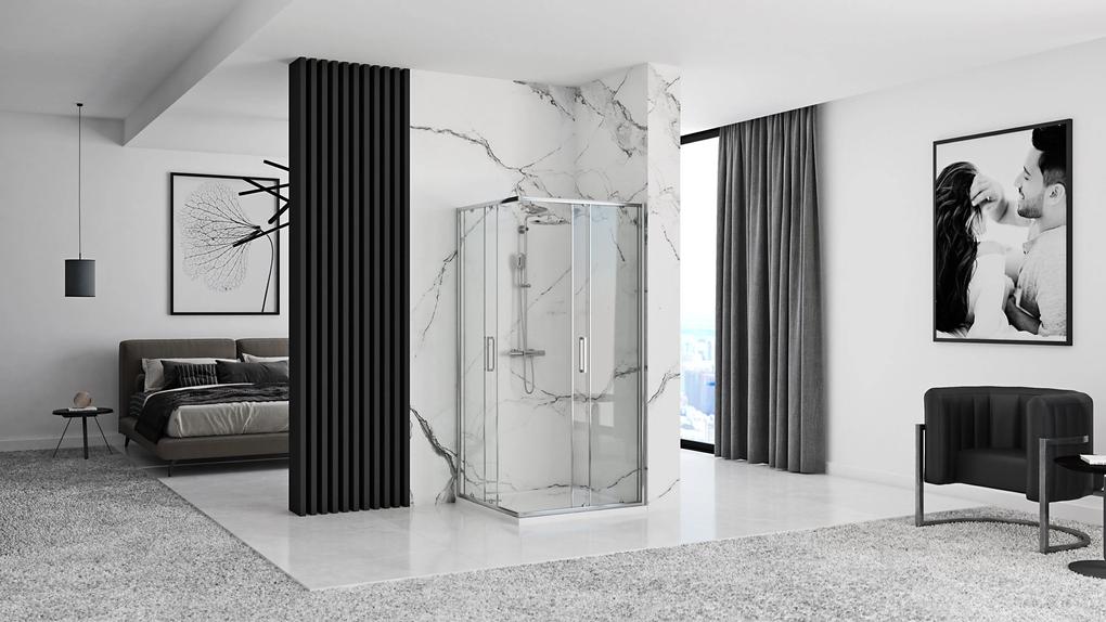 Rea Punto - Sprchový kout s posuvnými dveřmi 90x90cm čiré sklo, chromový profil, REA-K0867