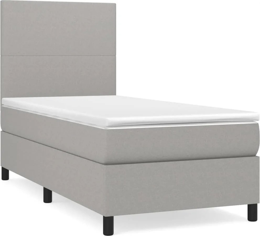 Box spring postel s matrací světle šedý 100 x 200 cm textil 3141593