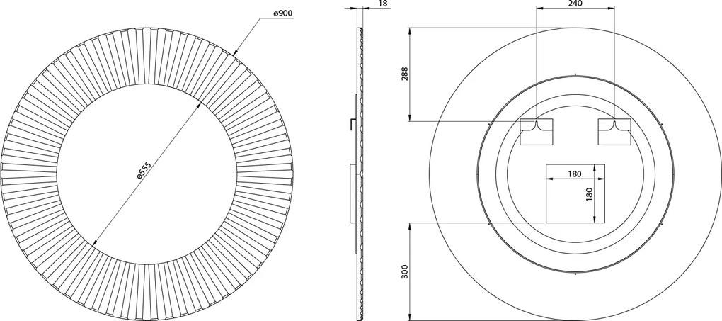 Sapho Sapho, PRIDE STRIP kulaté zrcadlo s LED osvětlením v rámu, průměr 90cm, bronz, PD954