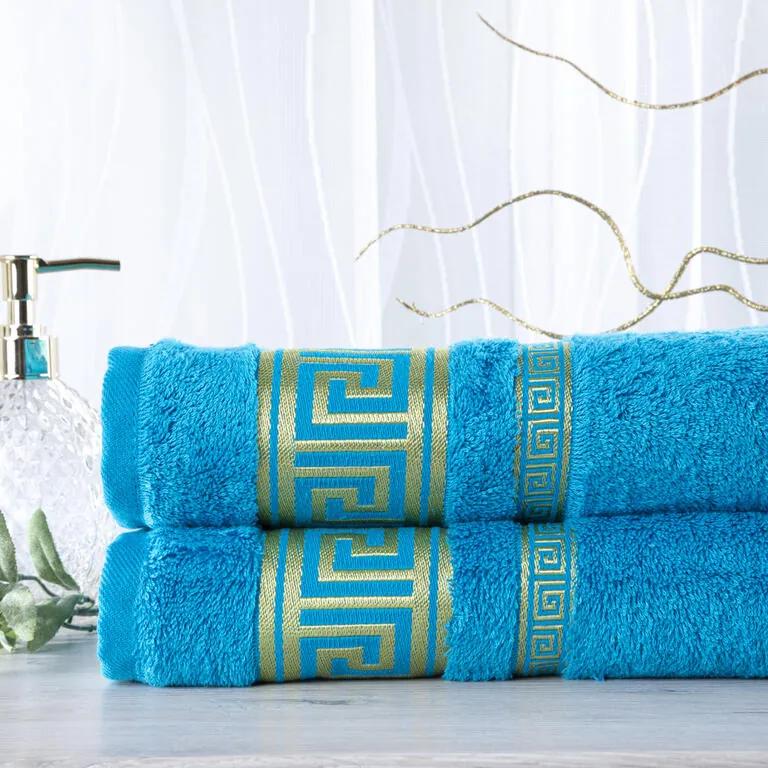 Sada 2 kusů bambusových ručníků ROMA tyrkysová 50 x 100 cm