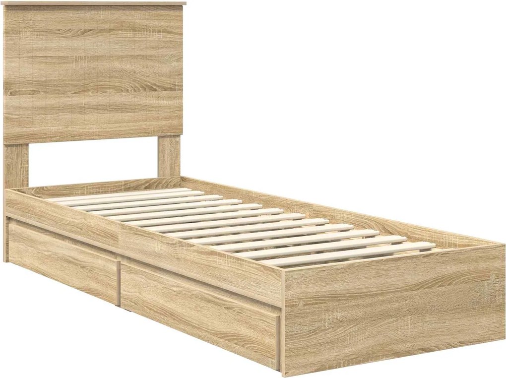 Postel s úložným prostorem se zásuvkou Sonoma dub 75 x 190 cm 3411259