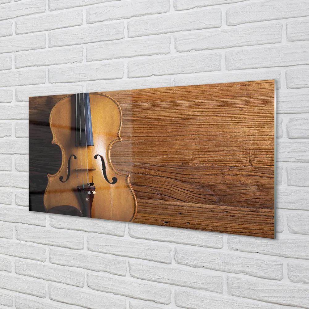 akrylový obraz Housle na dřevo 125x50 cm