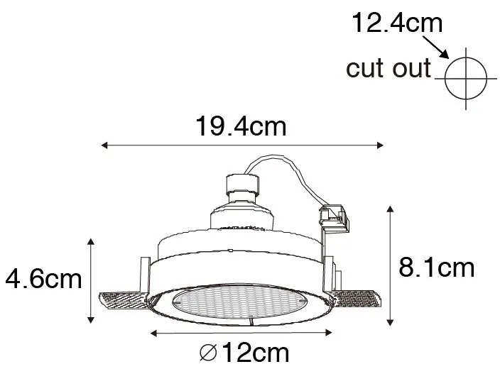 Sada 6 moderních zapuštěných bodových svítidel bílá GU10 AR70 kulatá bez okrajů - Oneon