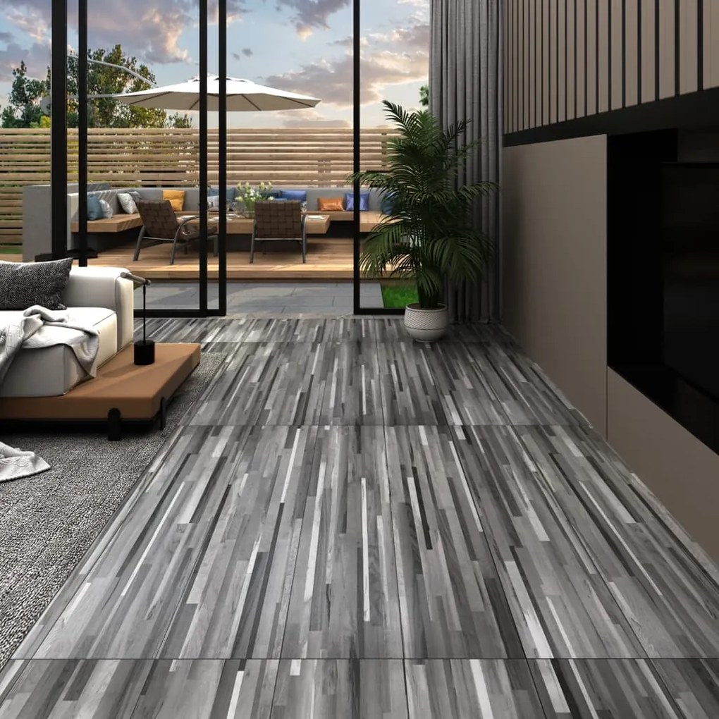 330187 vidaXL Samolepicí podlahová krytina PVC 5,21 m² 2 mm pruhovaná šedá