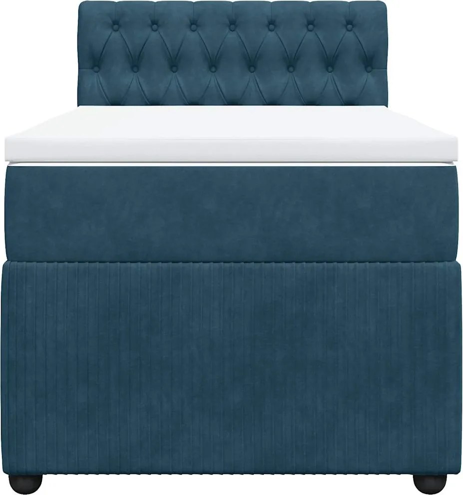 Box spring postel s matrací modrá 100 x 200 cm samet 3289972