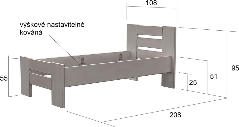 Jednolůžko CLAUDIA 90×200 (na výběr více variant)