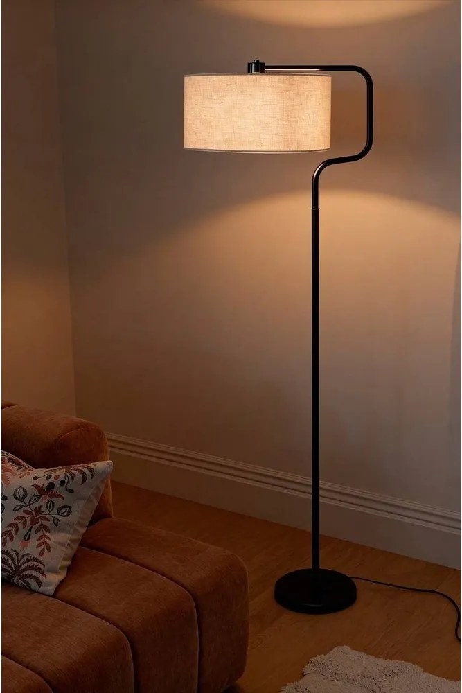 Černá/krémová látková stojací lampa (výška 160 cm) Josho – Ellos Home