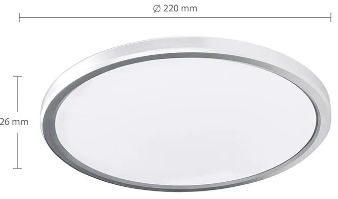 Solight LED osvětlení Acate s ochranou proti vlhkosti, IP54, 18W, 1620lm, 3CCT, 22cm, stříbrná