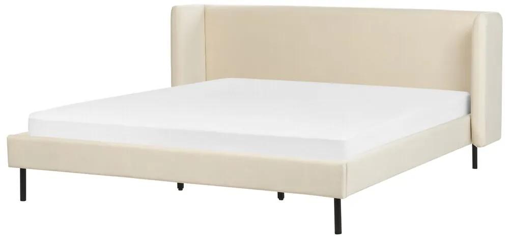 Sametová postel 180 x 200 cm béžová ARETTE Beliani