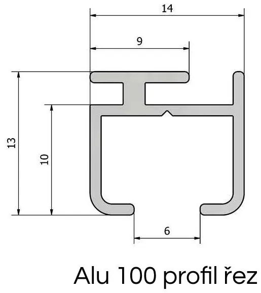 AluDeco Záclonová kolejnice ALU 100, do stěny, s kluznými jezdci, bílá Rozměr produktu: 101 - 150 cm