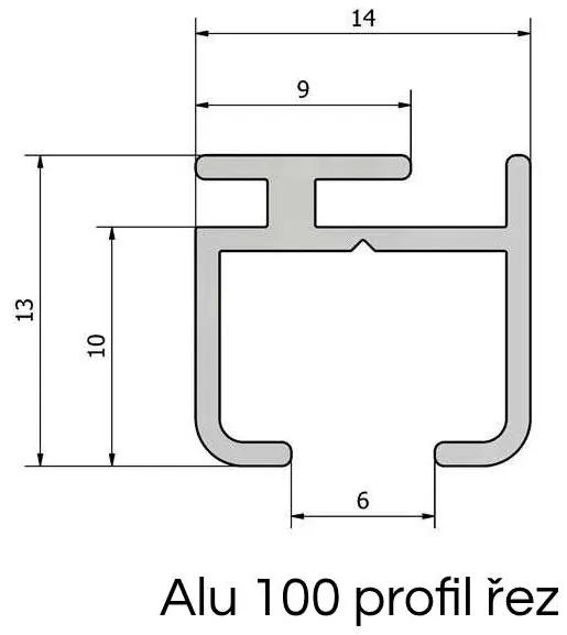 AluDeco Záclonová kolejnice ALU 100, do stěny, s kluznými jezdci, bílá Rozměr produktu: 201 - 250 cm