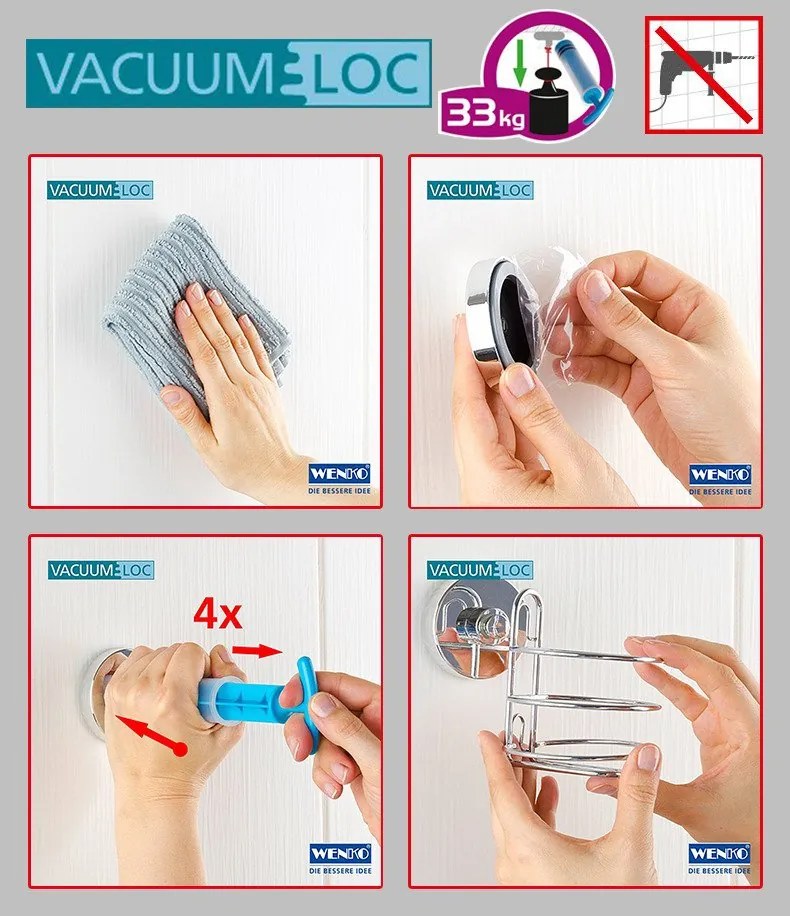 WENKO Stěrka vody Vacuum-Loc z nerezové oceli