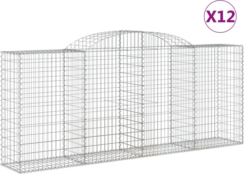 Klenuté gabionové koše 12ks 300x50x120/140cm pozinkované železo 3146729