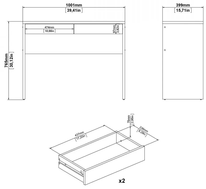 Psací stůl Felix Mini, hikora jackson