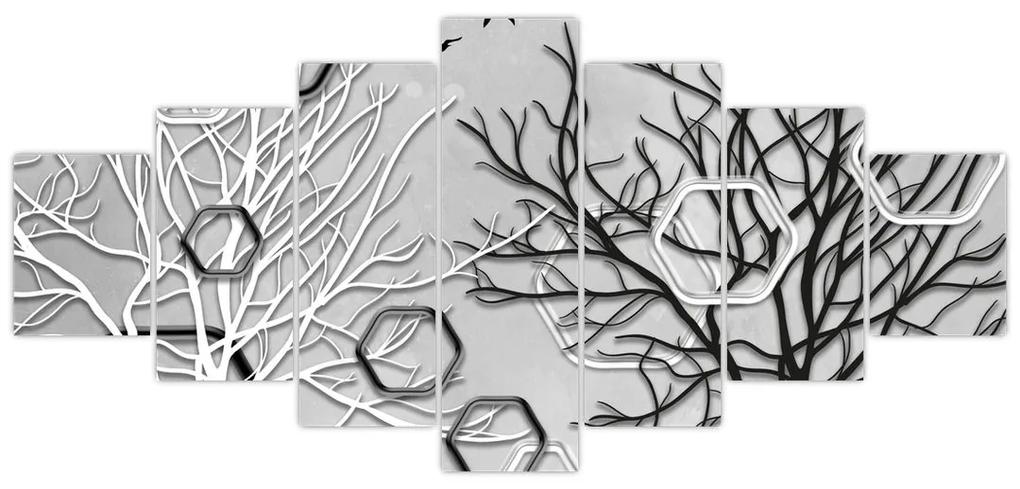 Abstraktní obraz se stromy (210x100 cm)