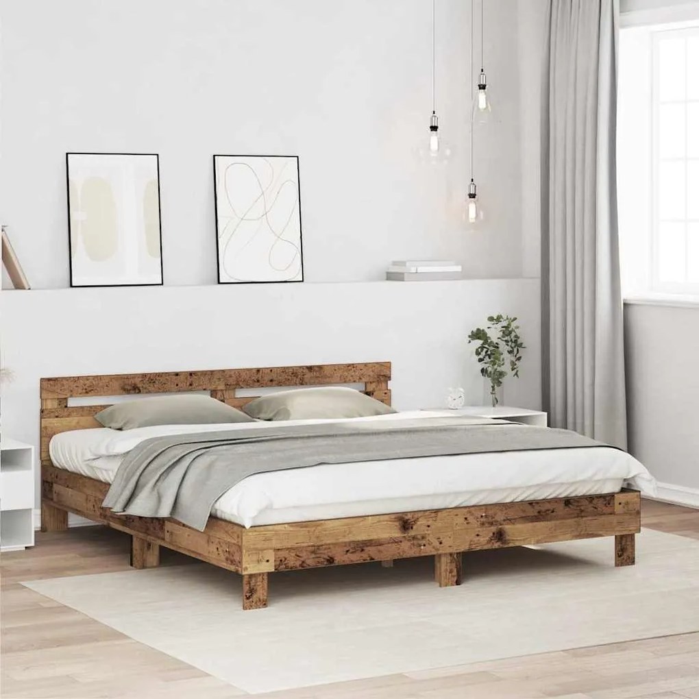Rám postele Staré dřevo 203 x 185 x 70 cm Kompozitní dřevo 3385625