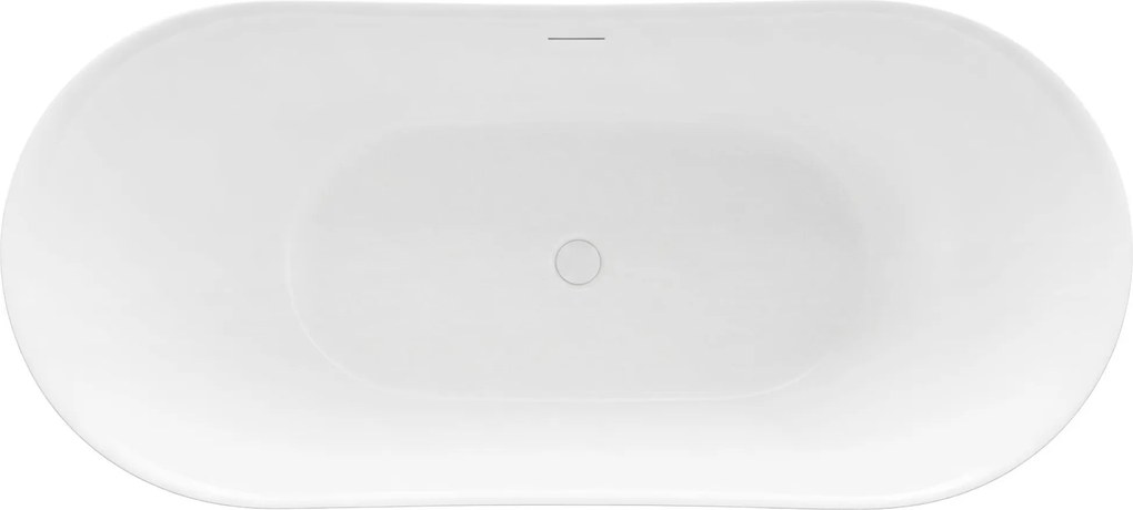 Rea Ferrano Slim, volně stojící vana 170x73 cm, bílá, zlatý matný click-clack, KPL-W7330