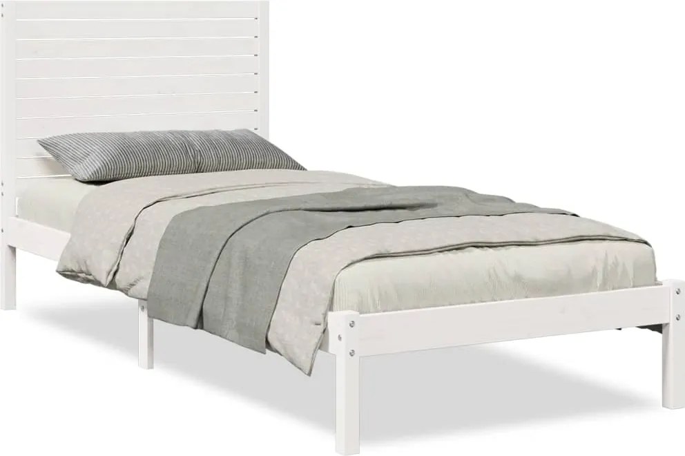Prodloužený rám postele bez matrace bílý 90 x 220 cm masiv 3309310