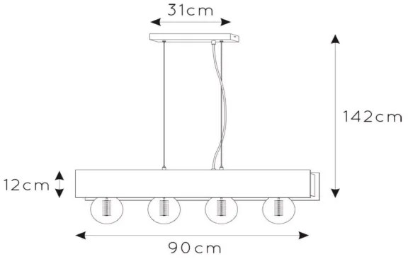 Lucide 30474/04/30 - Lustr na lanku SURTUS 4xE27/60W/230V