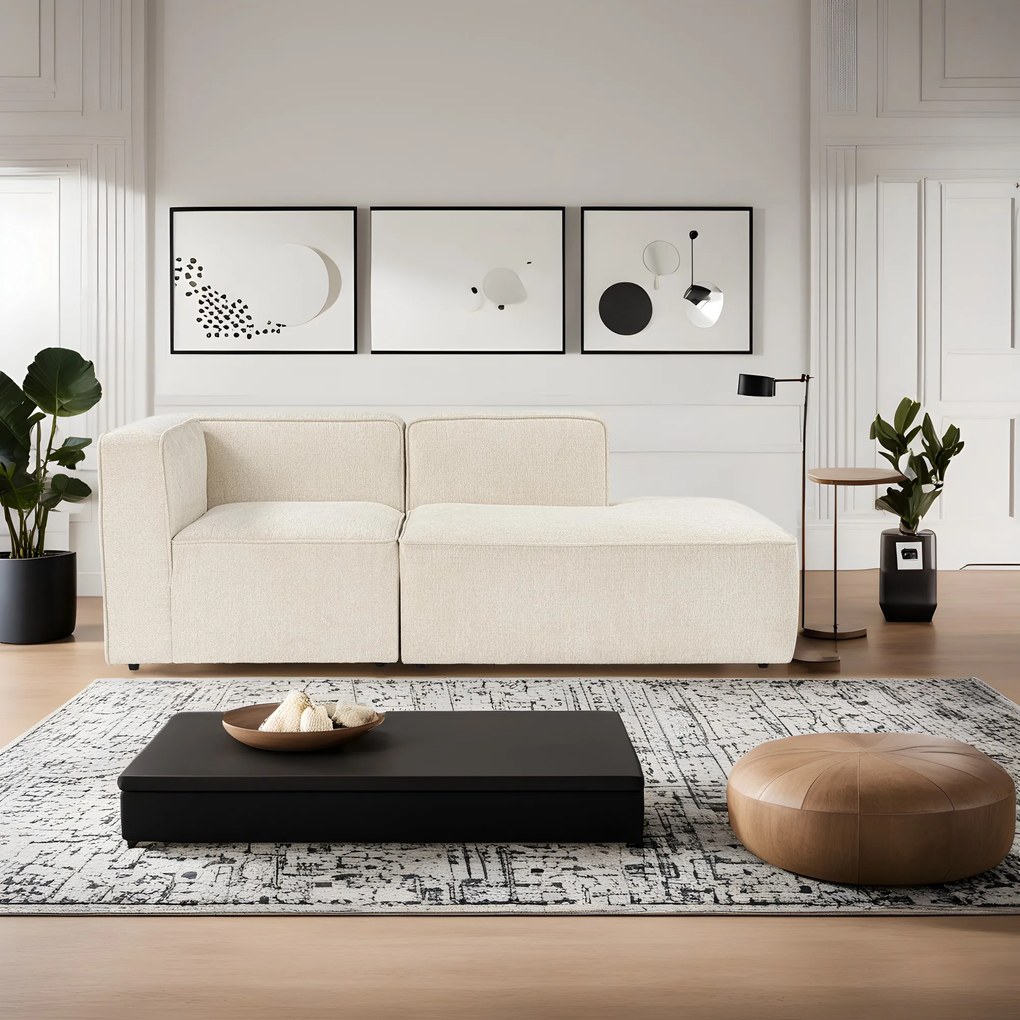 Hanah Home Dvoumístná krémová pohovka MORE M pravá 210 cm