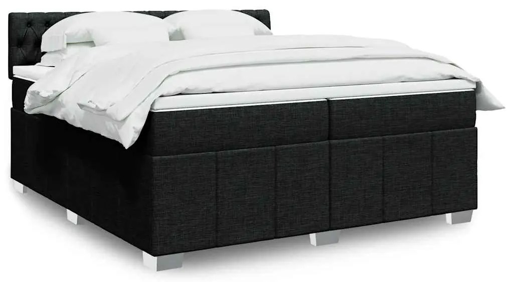 Box spring postel s matrací černá 200x200 cm textil 3287184
