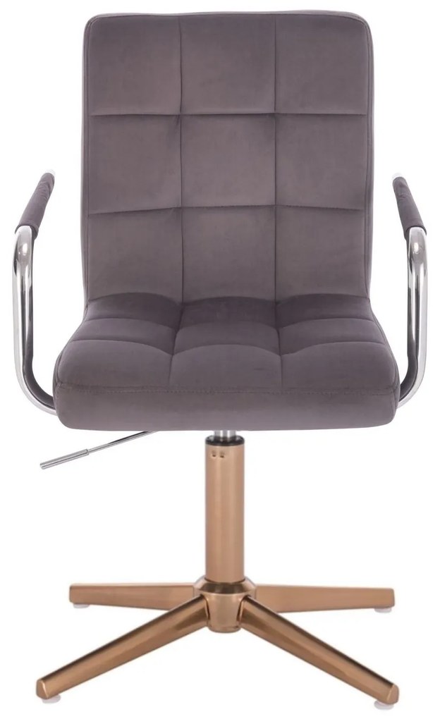 LuxuryForm DESIGN Otočná židle VERONA VELUR na zlatém kříži - tmavě šedá