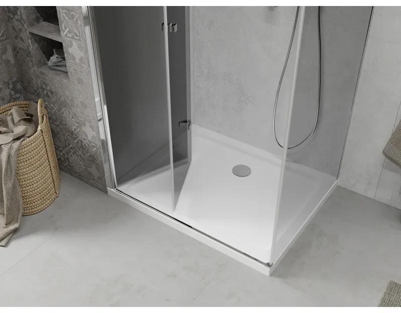 Mexen Lima skládací sprchový kout 90 x 80 cm, Grafitově černá, Chromovaná + sprchová vanička Flat, Bílá - 856-090-080-01-40-4010
