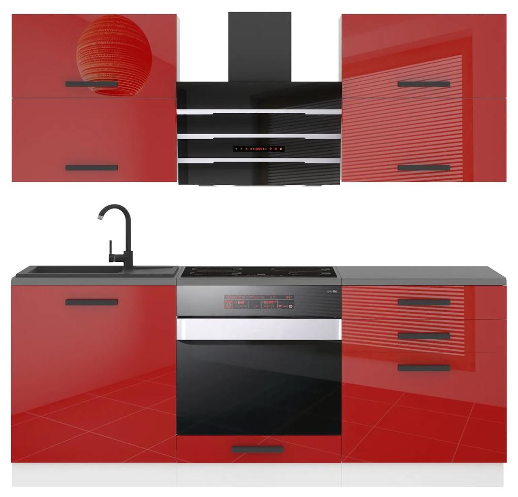 Kuchyňská linka Belini Premium Full Version 180 cm červený lesk s pracovní deskou EMILY
