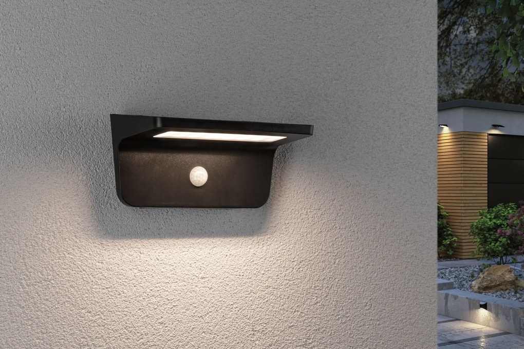 P 94505 Venkovní solární nástěnné svítidlo Solveig antracit IP44 350lm teplá bílá - PAULMANN