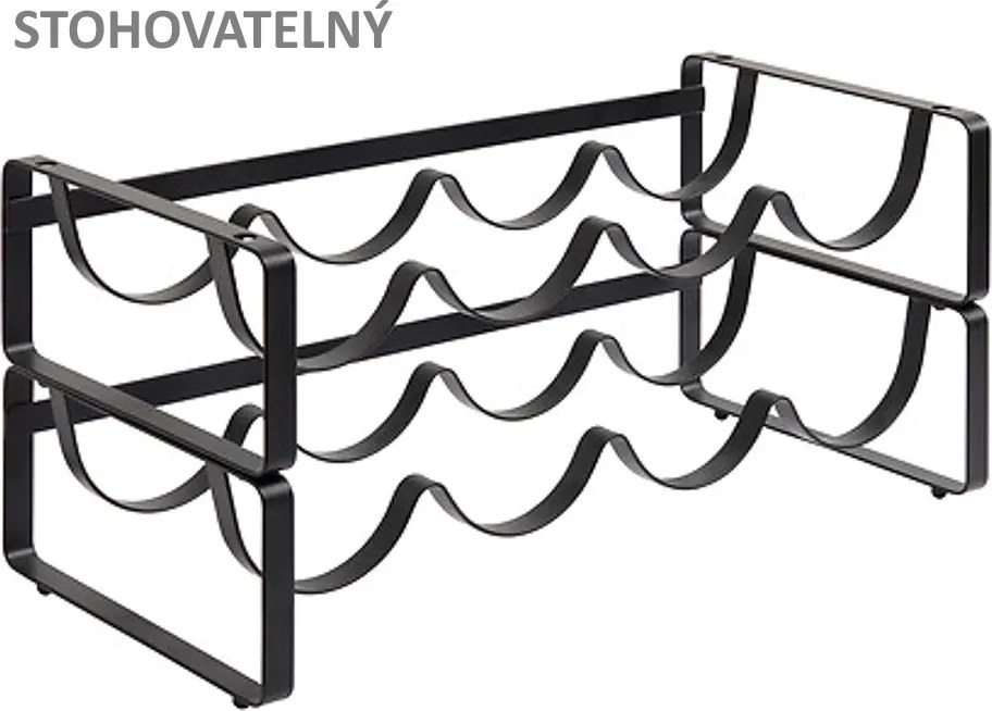 5Five® Stojan na láhve vína nebo sportovní láhve na pití, černý kov, stohovatelný STOK