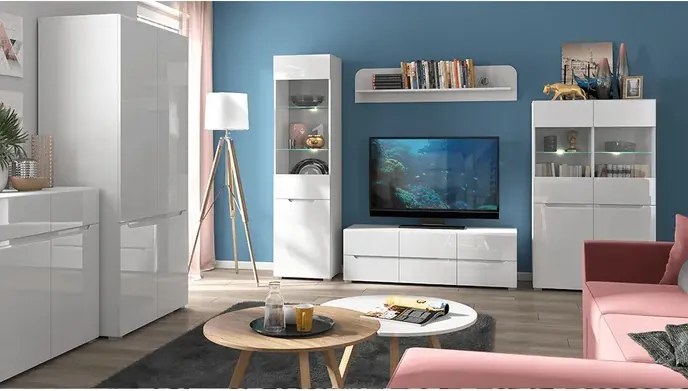Komoda 2D2S, bílá/bílý extra vysoký lesk HG, JOLK