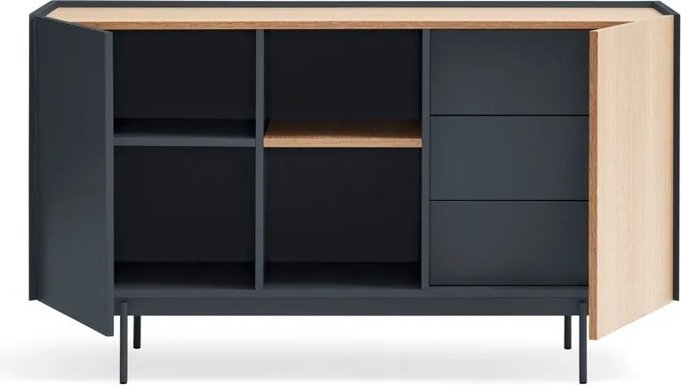 Nízká komoda v dekoru dubu v antracitovo-přírodní barvě 130x78 cm Otto – Teulat