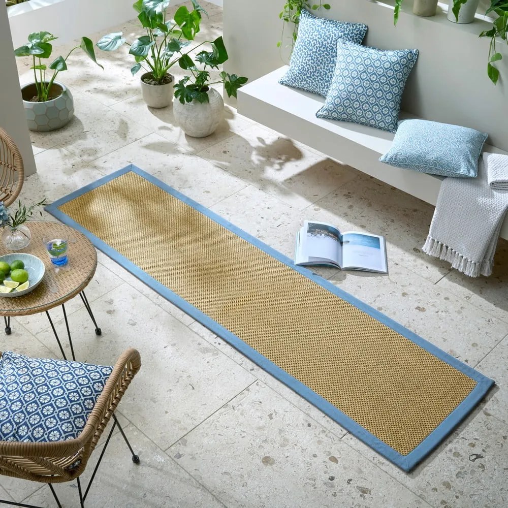 Vnitřní a venkovní koberec ve světle modré a světle hnědé barvě 60x230 cm Sisal Look – Flair Rugs