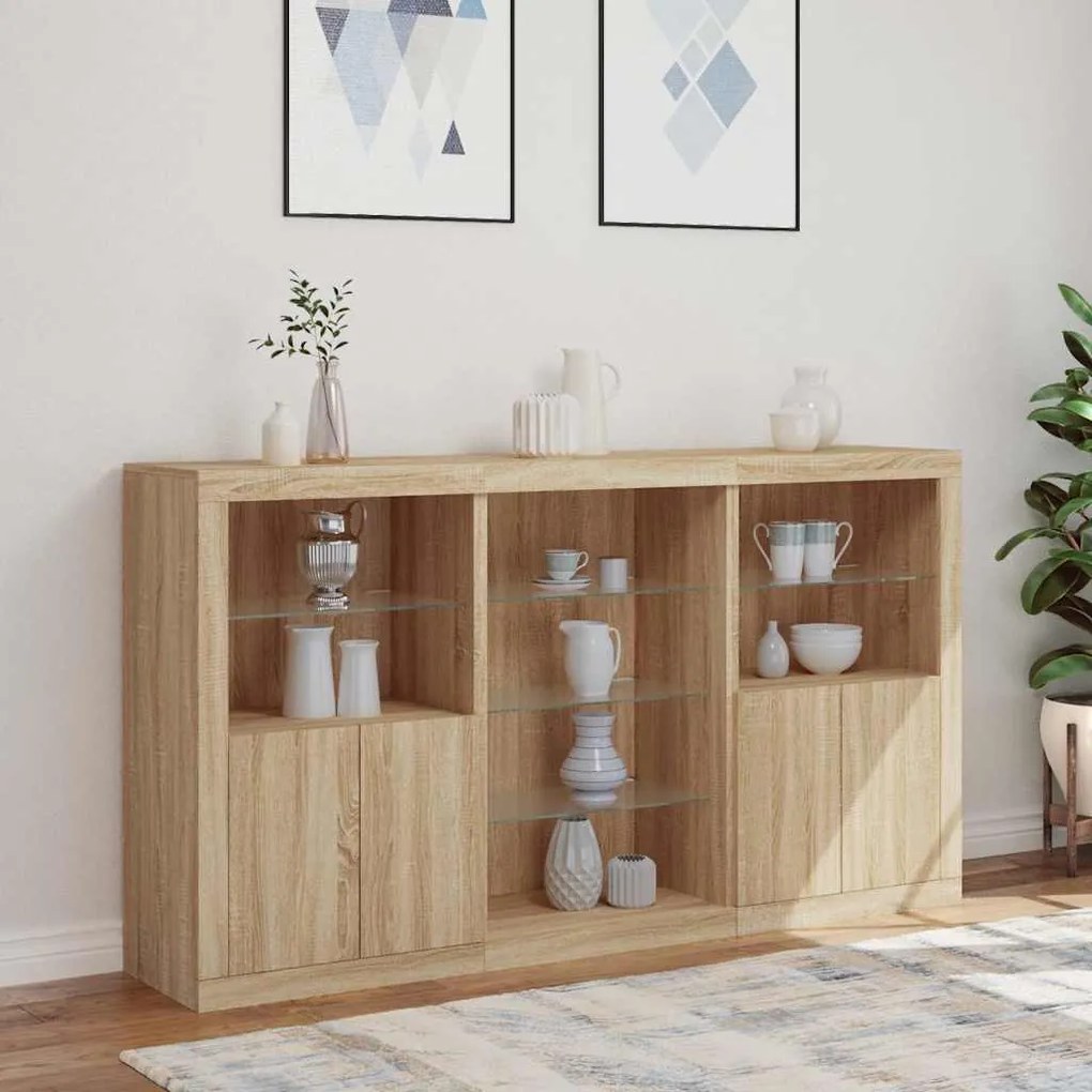 Příborník s LED osvětlením dub sonoma 181,5 x 37 x 100 cm 3209179