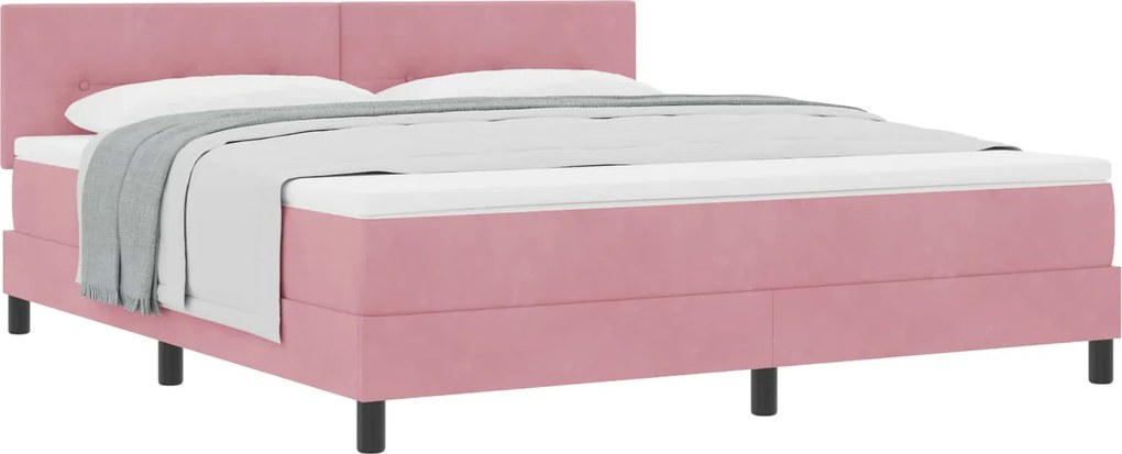 Postel s boxspringem s čelo Růžová 180 x 200 cm samet 3339193