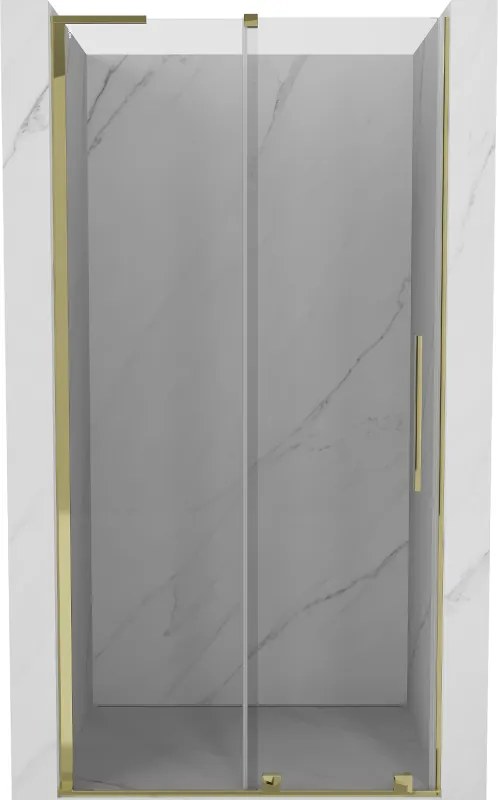 Mexen Velar L, posuvné sprchové dveře do otvoru 90 cm, 8mm čiré sklo, zlatá lesklá, 871-090-003-01-50