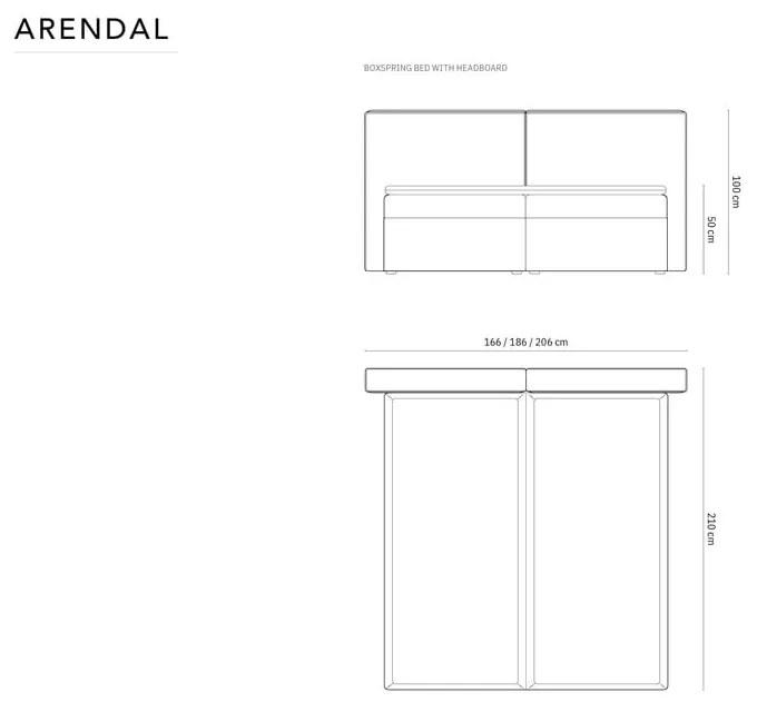 Krémová boxspring postel s úložným prostorem 180x200 cm Arendal – Cosmopolitan Design
