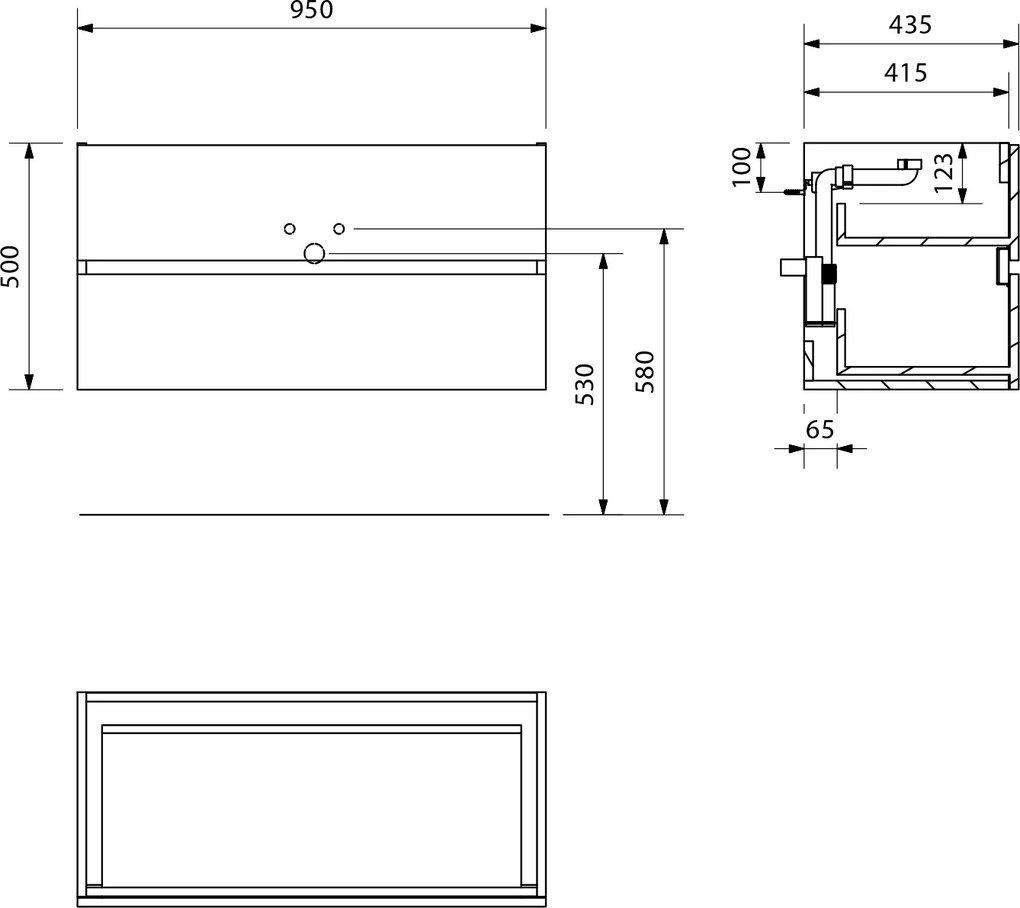 Sapho ODETTA 95 x 50 x 43,5 cm DT100-1111 umyvadlová skříňka dub stříbrný