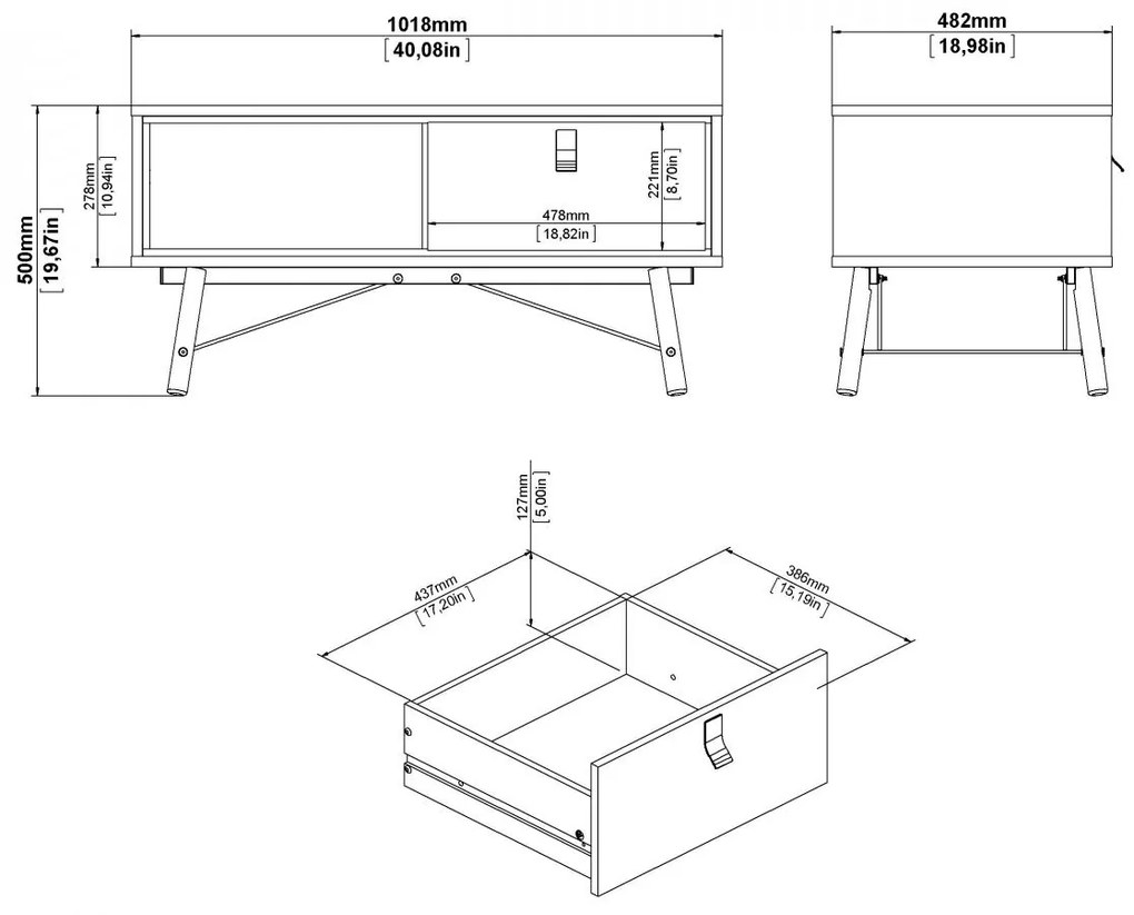 Tvilum Konferenční stolek Rain černý MAT/ořech