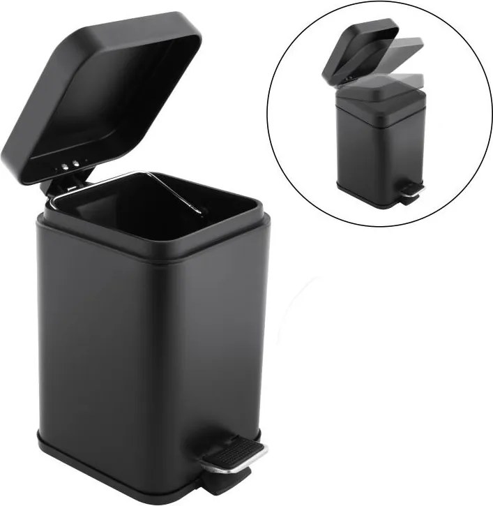Erga Muti, čtvercový odpadkový koš 3l na postavení, Soft-Close zavírání, černá matná, ERG-YKA-CH.MUTI-SC-BLK