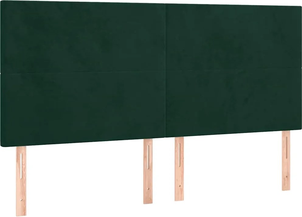 Box spring postel s matrací a LED tmavě zelená 200x200 cm samet 3136026
