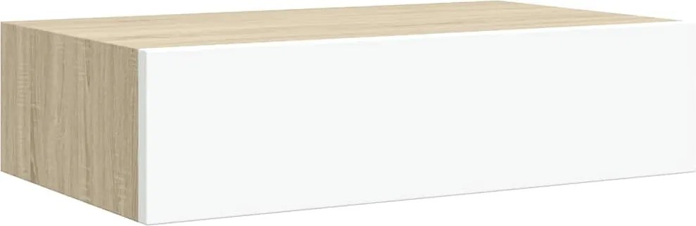 Nástěnné police se zásuvkou 2 ks dub a bílé 40x23,5x10 cm MDF 330250