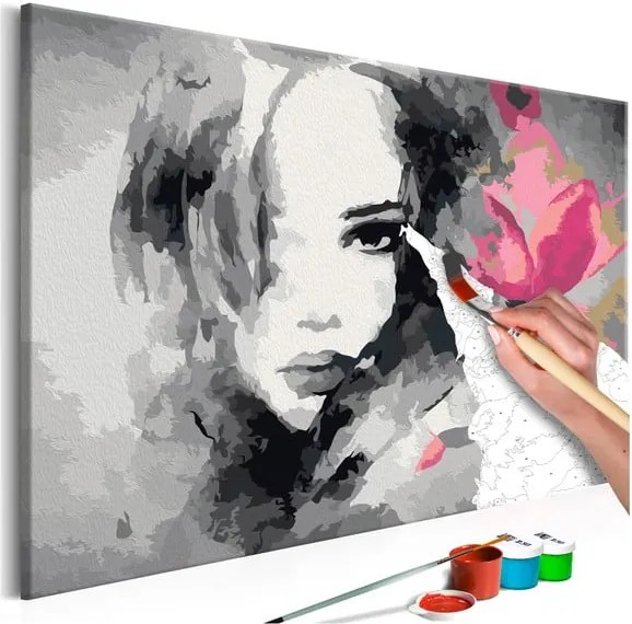 DIY set na tvorbu vlastního obrazu na plátně Artgeist Pink Flower, 60 x 40 cm