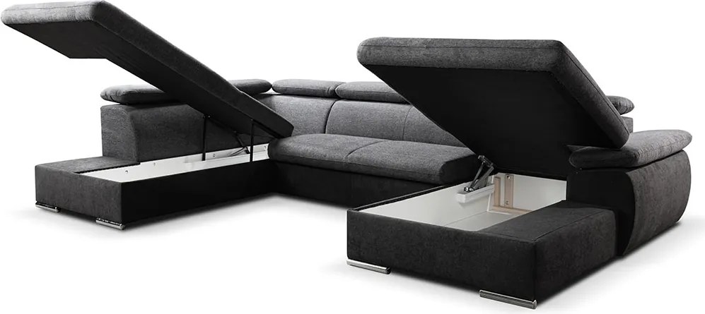 Sedací souprava COOL II | 220x343x191 cm | rozkládací + 2x úložný prostor | PRAVÁ | lounge 18 světle šedá