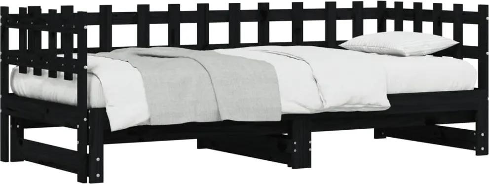 vidaXL Výsuvná postel 2x (90 x 200) cm masivní borovice [840390] Barva: Černá