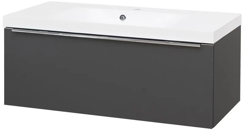 Mereo Mereo, Mailo, koupelnová skříňka s umyvadlem z litého mramoru 101 cm, bílá, dub, antracit, CN537M